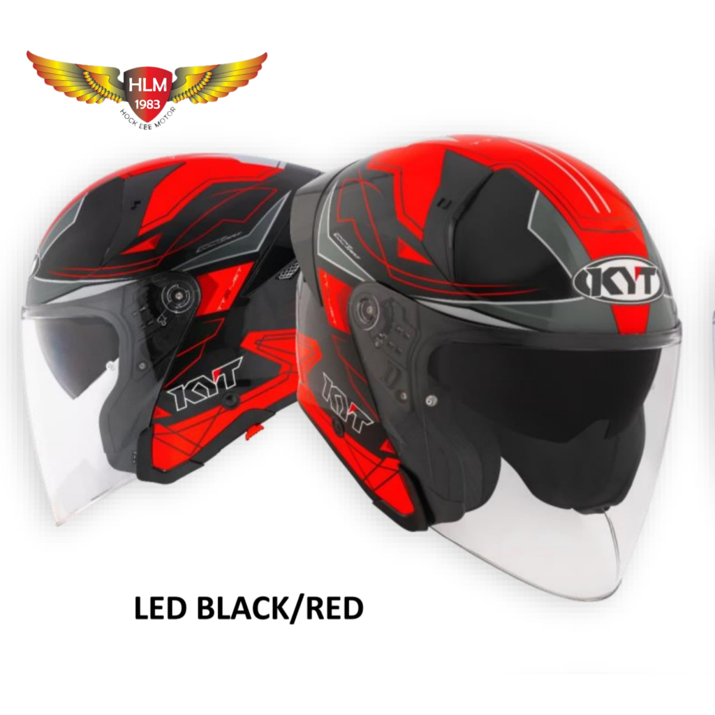 KYT TTR JET LED BLACK/RED OPEN FACE HELMET | Shopee Malaysia
