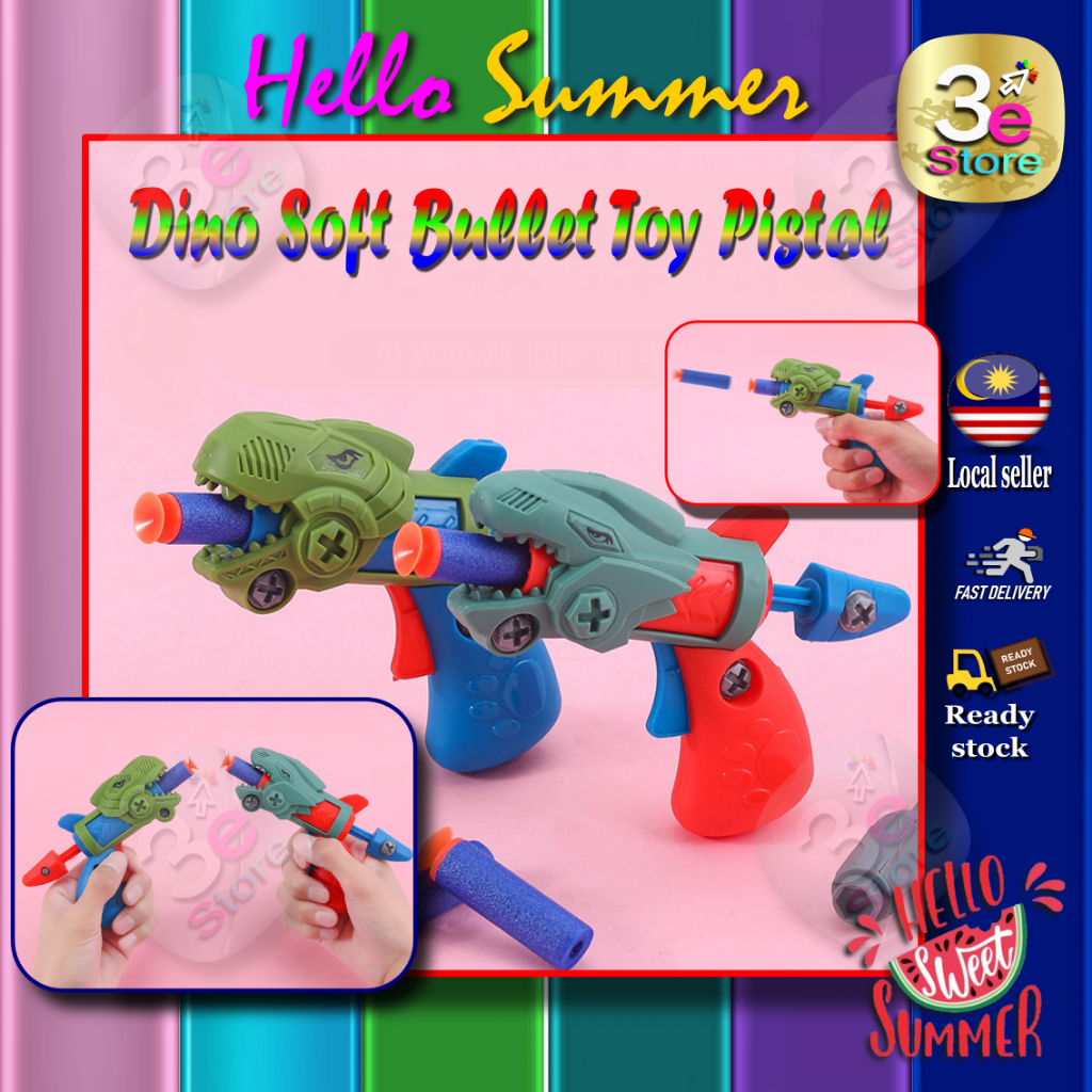 Dino Soft Bullet Pistol Toy Children Soft Hole Bullet Gun Toy Foam ...