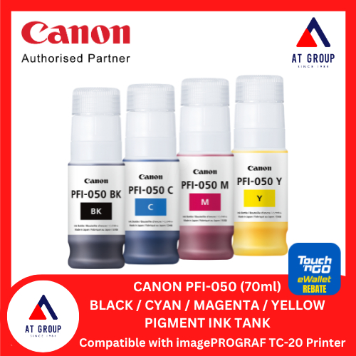 Canon TC-20 Ink Tank / Cartridges PFI-050 (70ml) BLACK / CYAN / MAGENTA / YELLOW PIGMENT INK ...