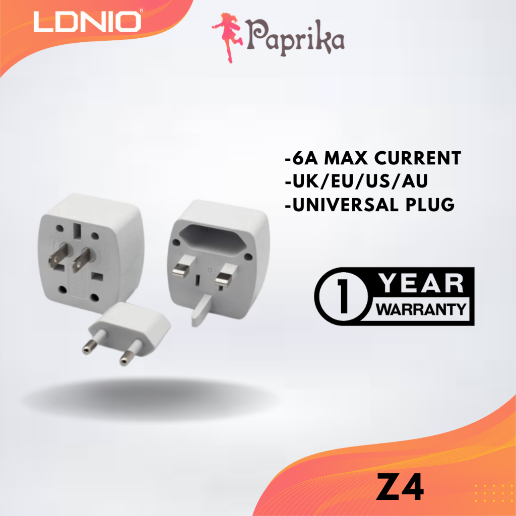 LDNIO Z4 Universal Plug Adapter with UK/EU/US/AU Pin & 2 Universal ...