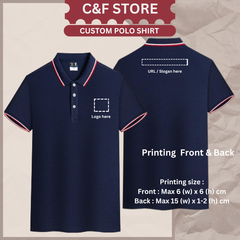 CUSTOM T-Shirt Printing Service Cetak Baju Cotton Short Sleeve Polo ...