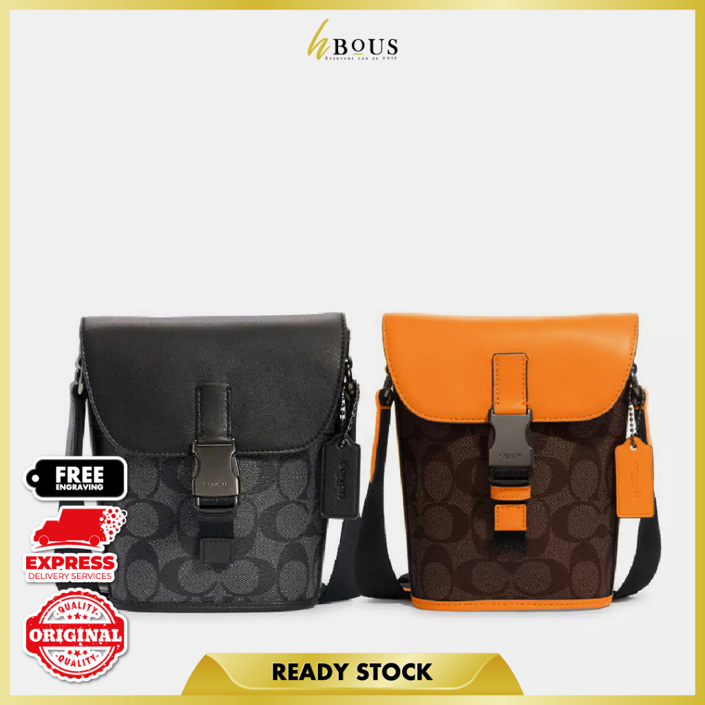 COACH TRACK SMALL FLAP CROSSBODY IN SIGNATURE CANVAS (C3134) | Shopee ...