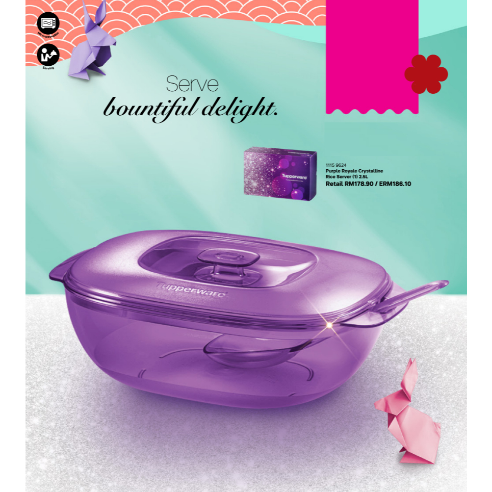 Tupperware Royal Purple Crystalline Rice Server 2.5L || Bekas Hidang ...