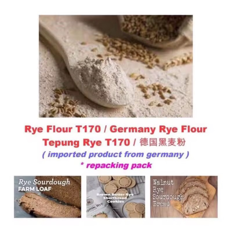 Rye Flour T170 1kg / Germany Rye Flour / Tepung Rye / 德国黑麦粉 | Shopee ...