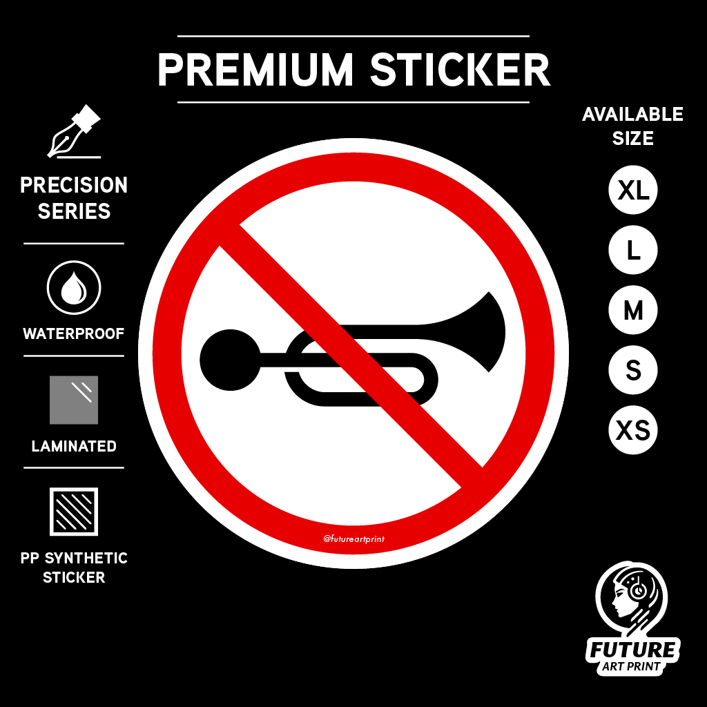 No Honk Honking Car Horn. Dilarang Hon Kereta. Premium Round Sticker ...