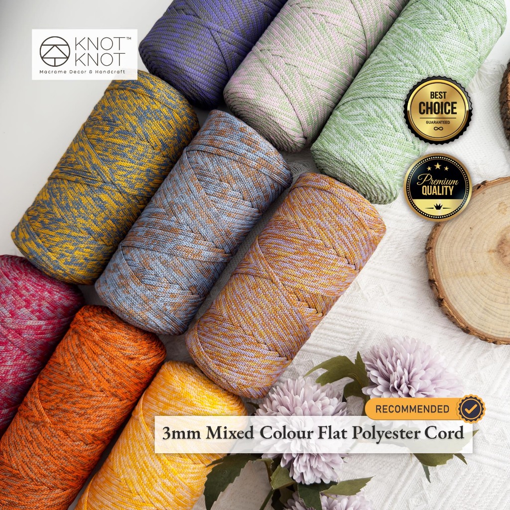 [Premium] 3mm Flat Polyester Mixed Colour Crocheted Cord | DIY ...