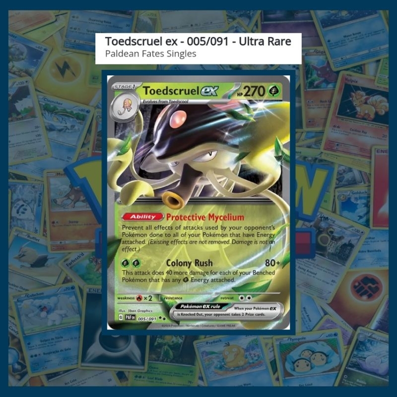 Pokemon TCG Toedscruel Ex 005/091 Paldean Fates | Shopee Malaysia