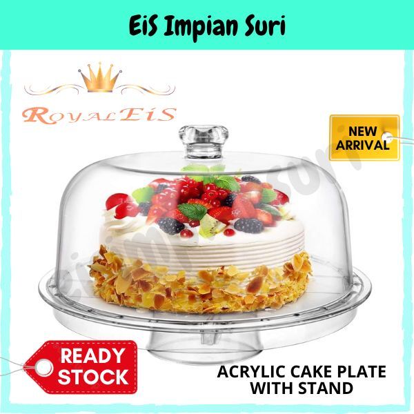 (Ready Stock!!)Royal EIS Acrylic Cake Plate Stand with Cover Cake Tray ...