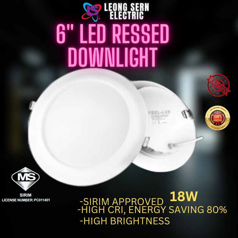 UNIVERSAL.S.E [Sirim] LED Downlight 18W 6" inch Ultra Slim LED Recess ...