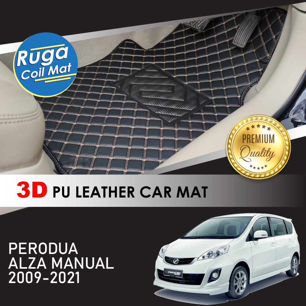 PERODUA ALZA MANUAL GEAR ( 2009 - 2021 ) 3D PU Leather Car Carpet Karpet Kereta Kulit PU 3D Car ...