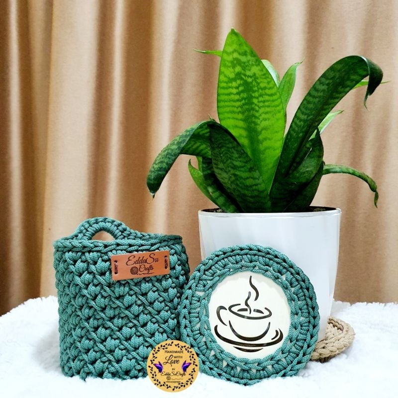 Crochet Mini Basket & Coaster | Shopee Malaysia