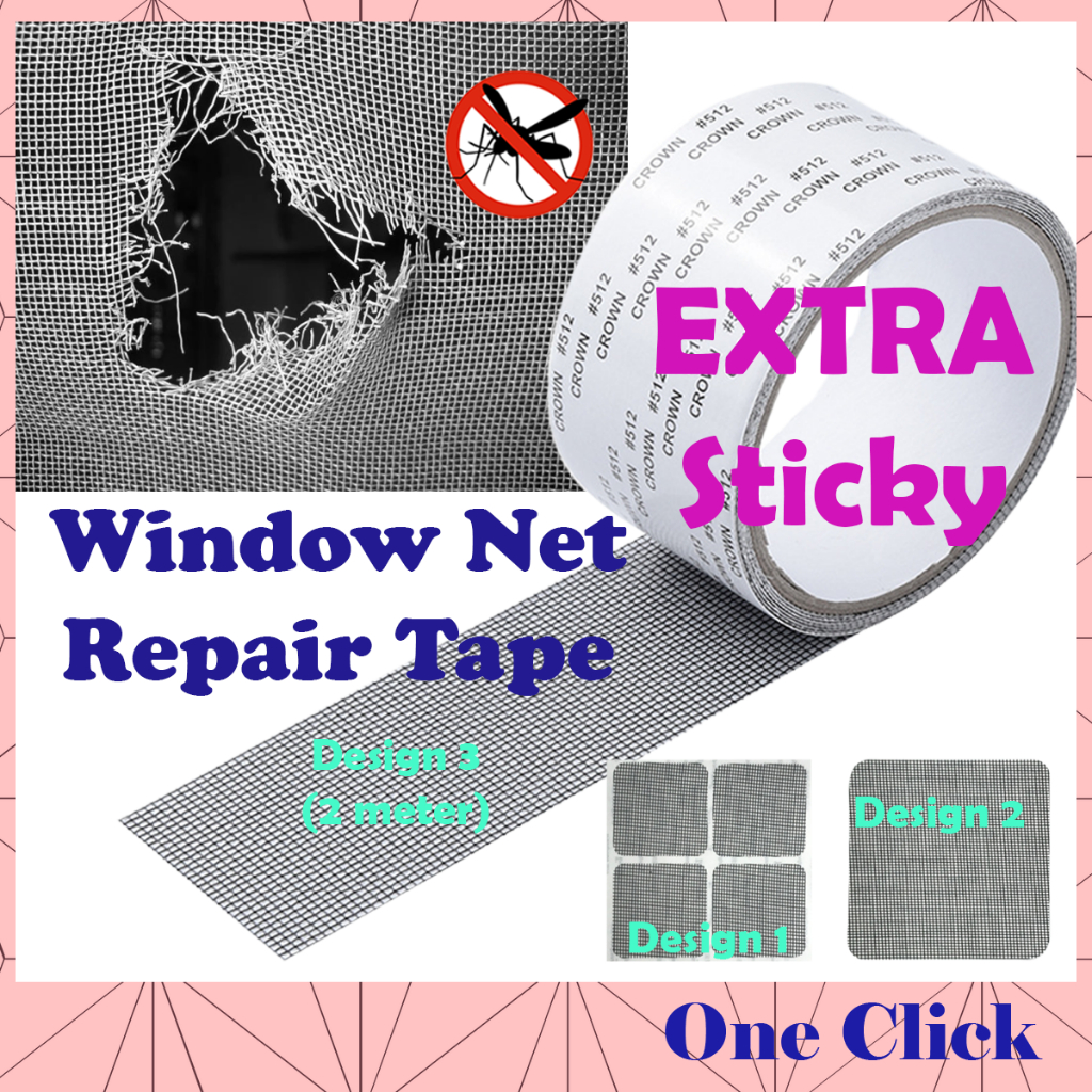 Mosquito Net Window Screen Repair 【2/5M Extra Sticky】Mesh Net Adhesive ...