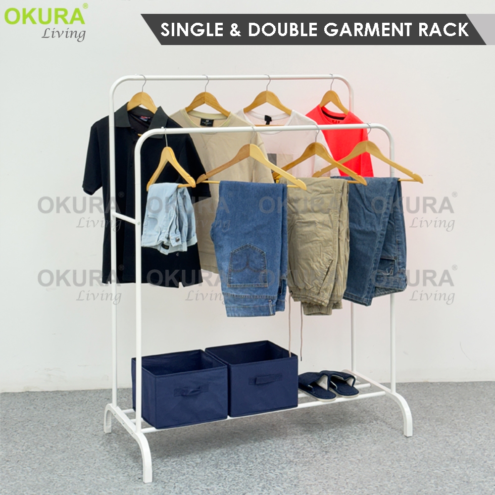 OKURA Single Double Garment Rack Drying Rack Hanging Rack Cloth ...