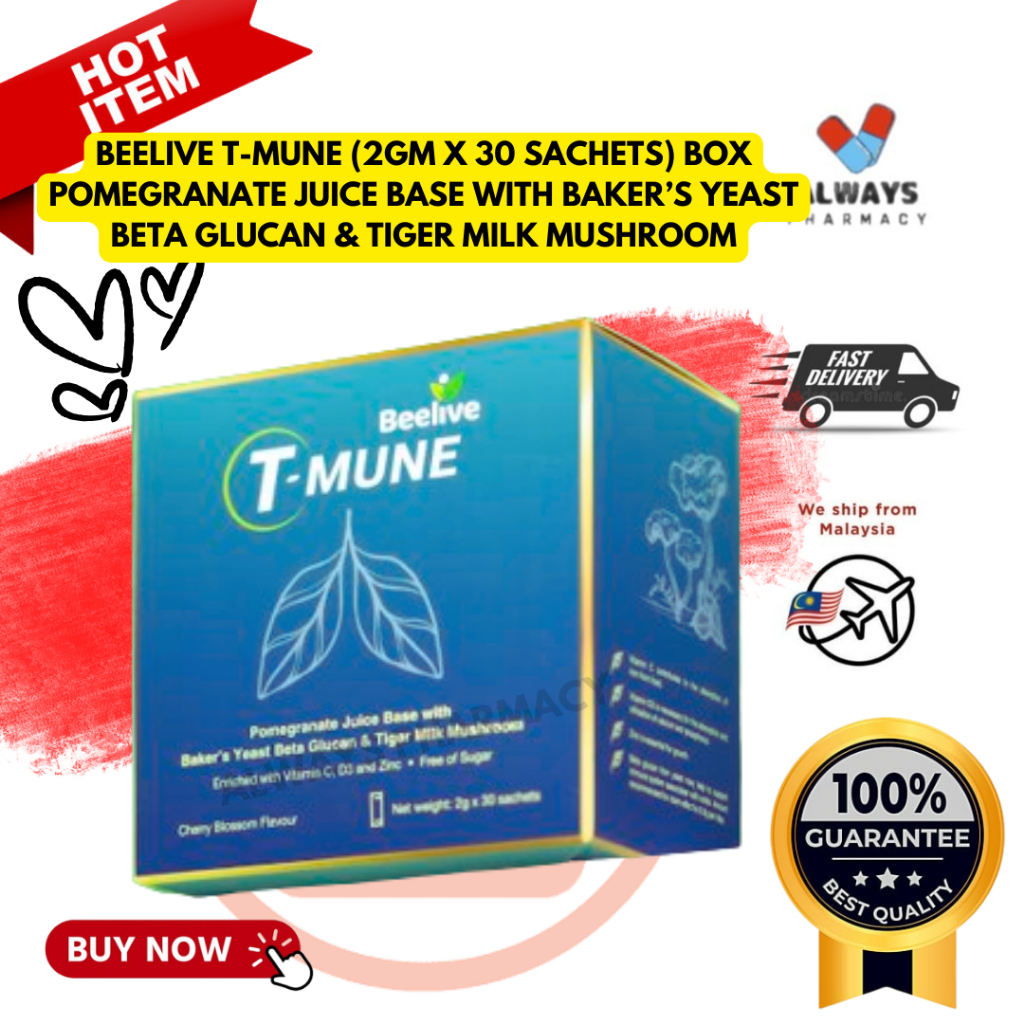 1 BOX - BEELIVE T-MUNE (2GM X 30 SACHETS) POMEGRANATE JUICE BASE WITH ...