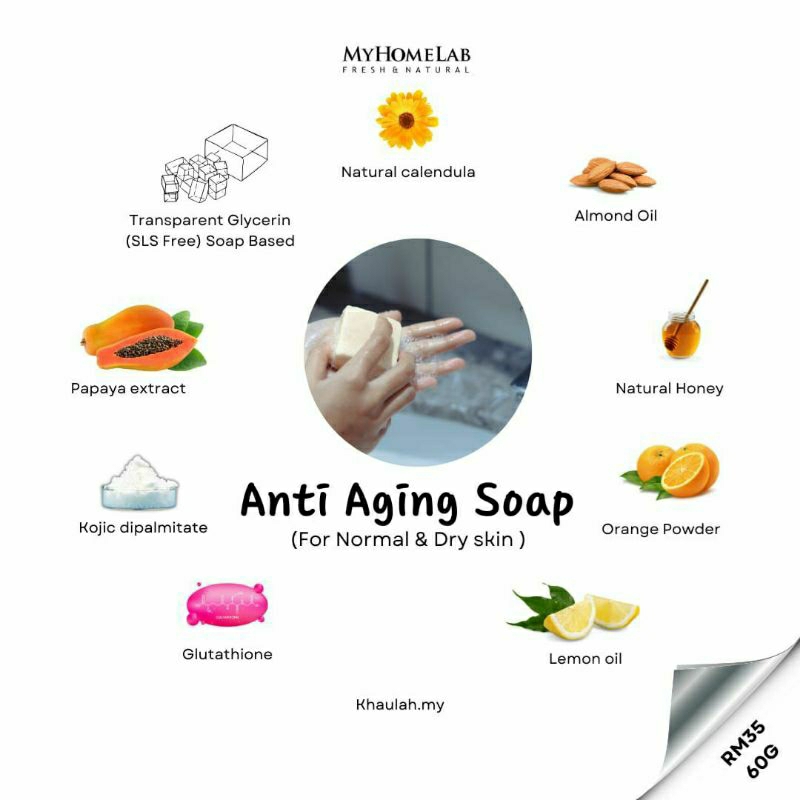 Anti aging soap 60gm(normal, dry, oily, combination skin) | Shopee Malaysia
