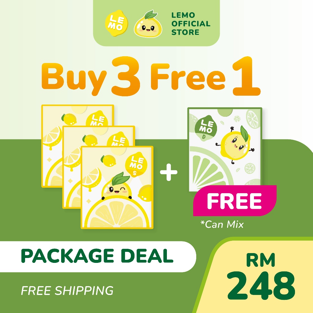 【官方店铺】Lemo 瘦身产品 Package 1 BUY 3 FREE 1配套 | Shopee Malaysia