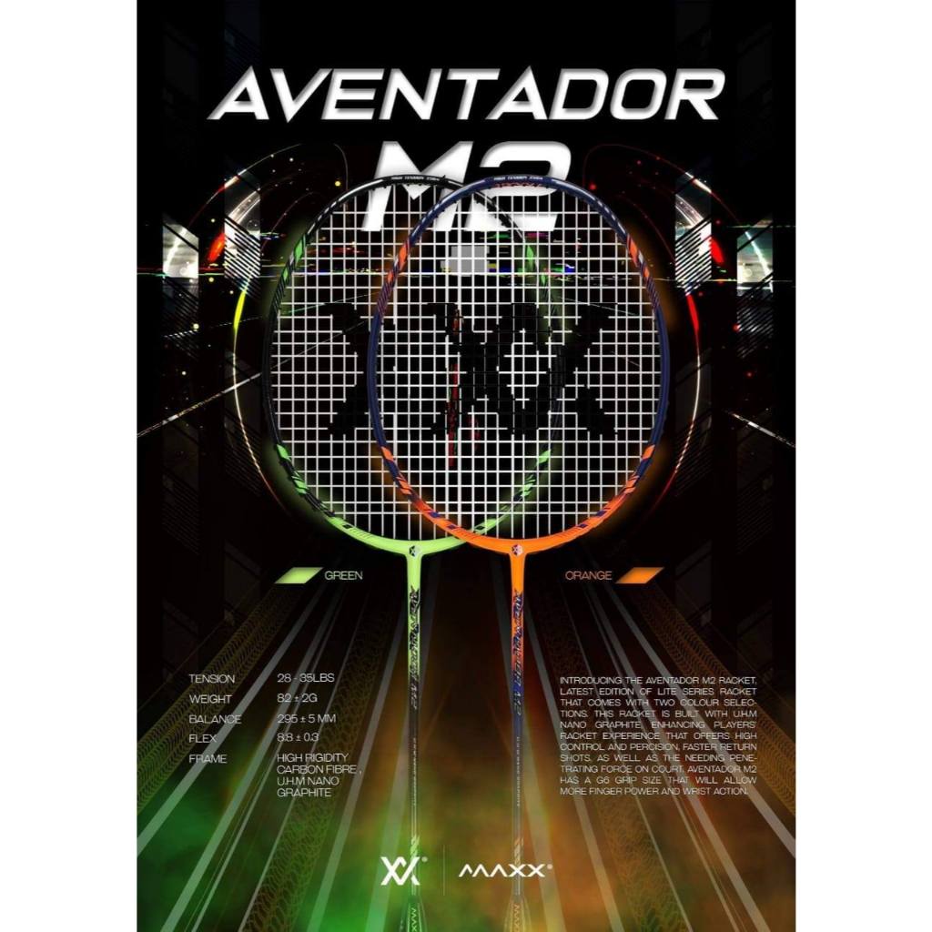 MAXX AVENTADOR M2 (FREE STRING + GRIP)(UNSTRUNG) | Shopee Malaysia