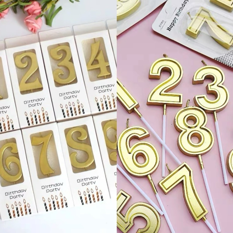 Ins Number Birthday Candle (Gold) Cake Topper Decorations / 网红ins ...