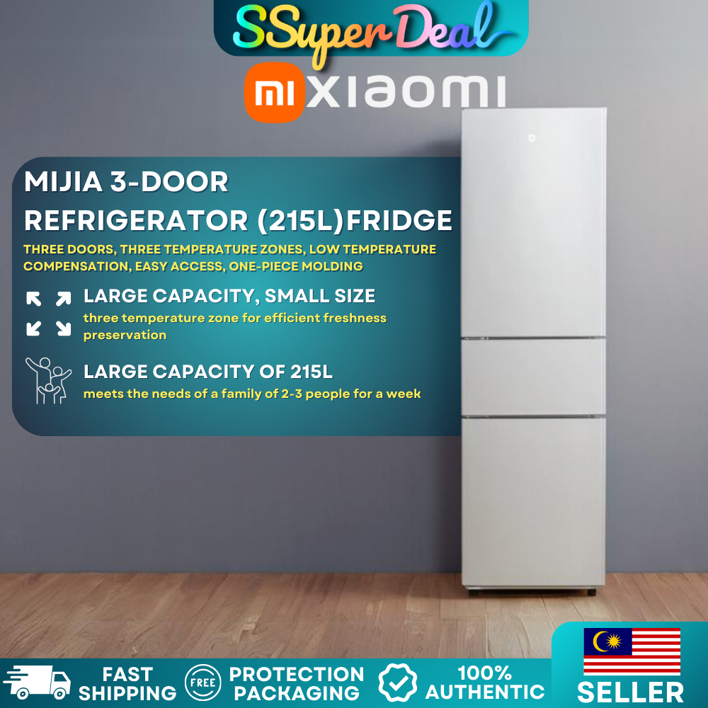 Xiaomi Mijia 3-Door Refrigerator (215L) Fridge | Shopee Malaysia
