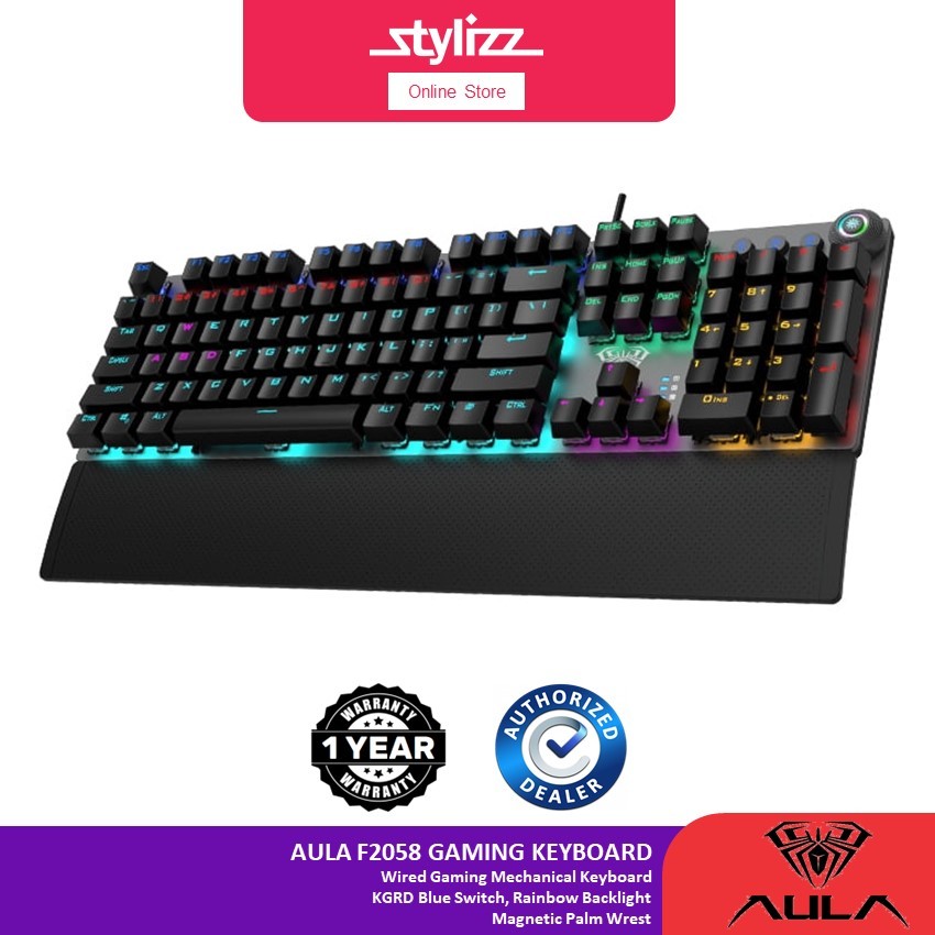 AULA F2058 WIRED MECHANICAL GAMING KEYBOARD - RAINBOW BACKLIGHT ...