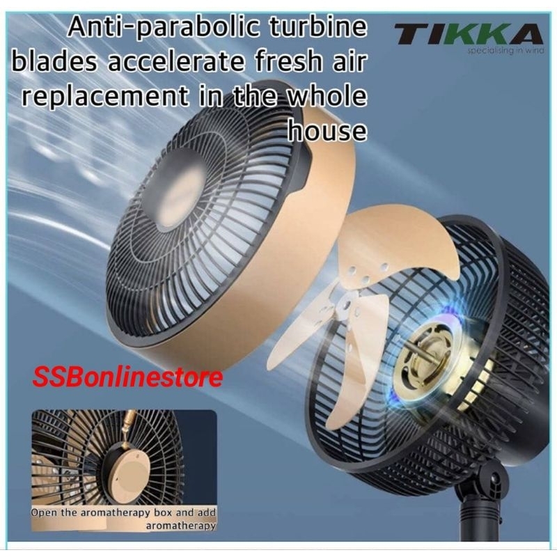 Tikka TC-9 Stand Fan 9" Oscillation 3 Speed 60W (metal fan blade ...