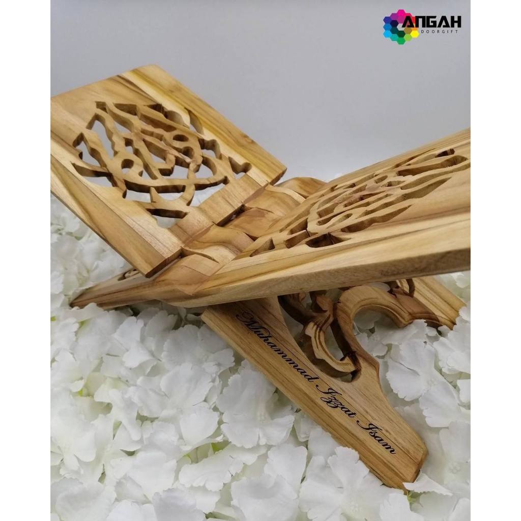 REHAL KAYU JATI (FREE!!! UKIR NAMA : 2 SIDE) ENGRAVE WOODEN REHAL ...