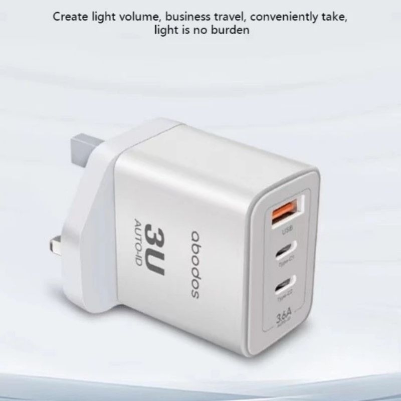ABODOS 3.6A Super Fast Quick Charging 3 USB Output AUTO-ID Smart Travel ...