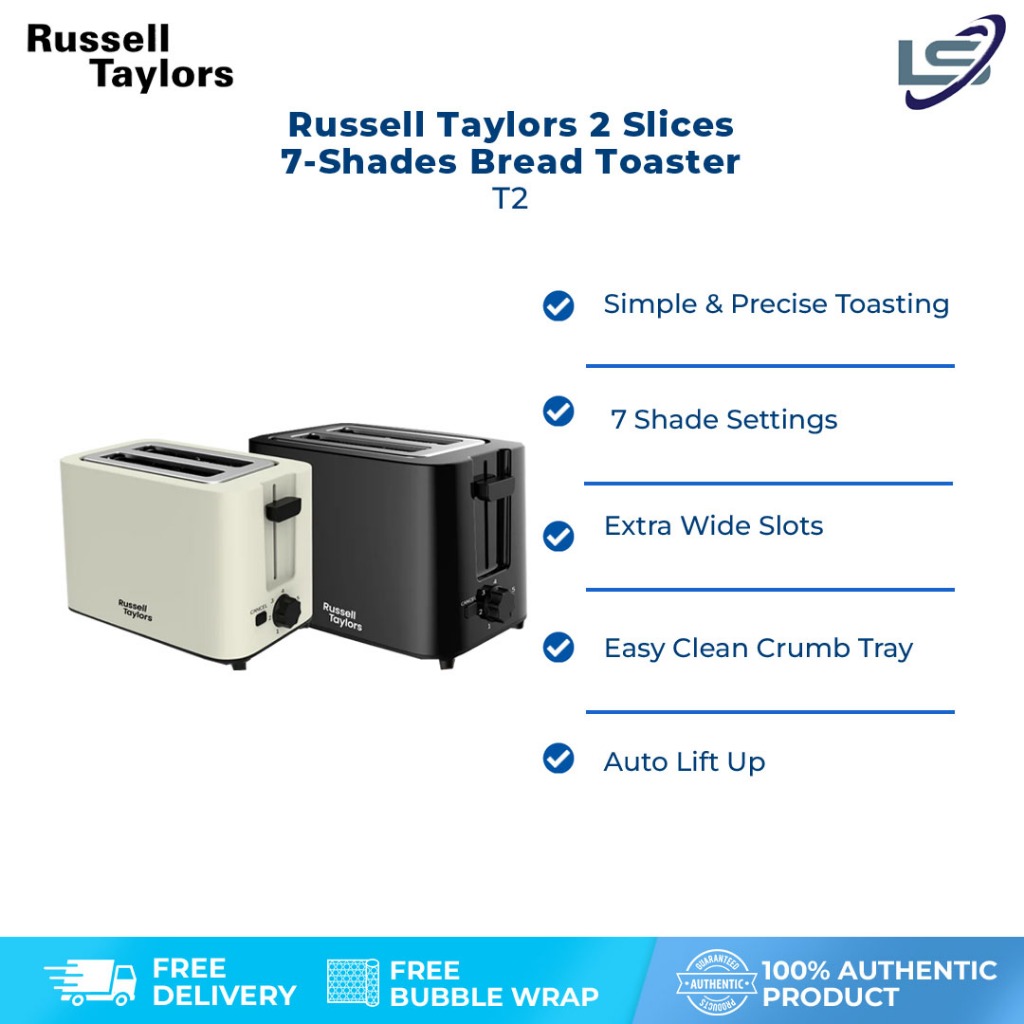 Russell Taylors 2 Slices 7-Shades Bread Toaster T2 | 7 Shade Settings ...