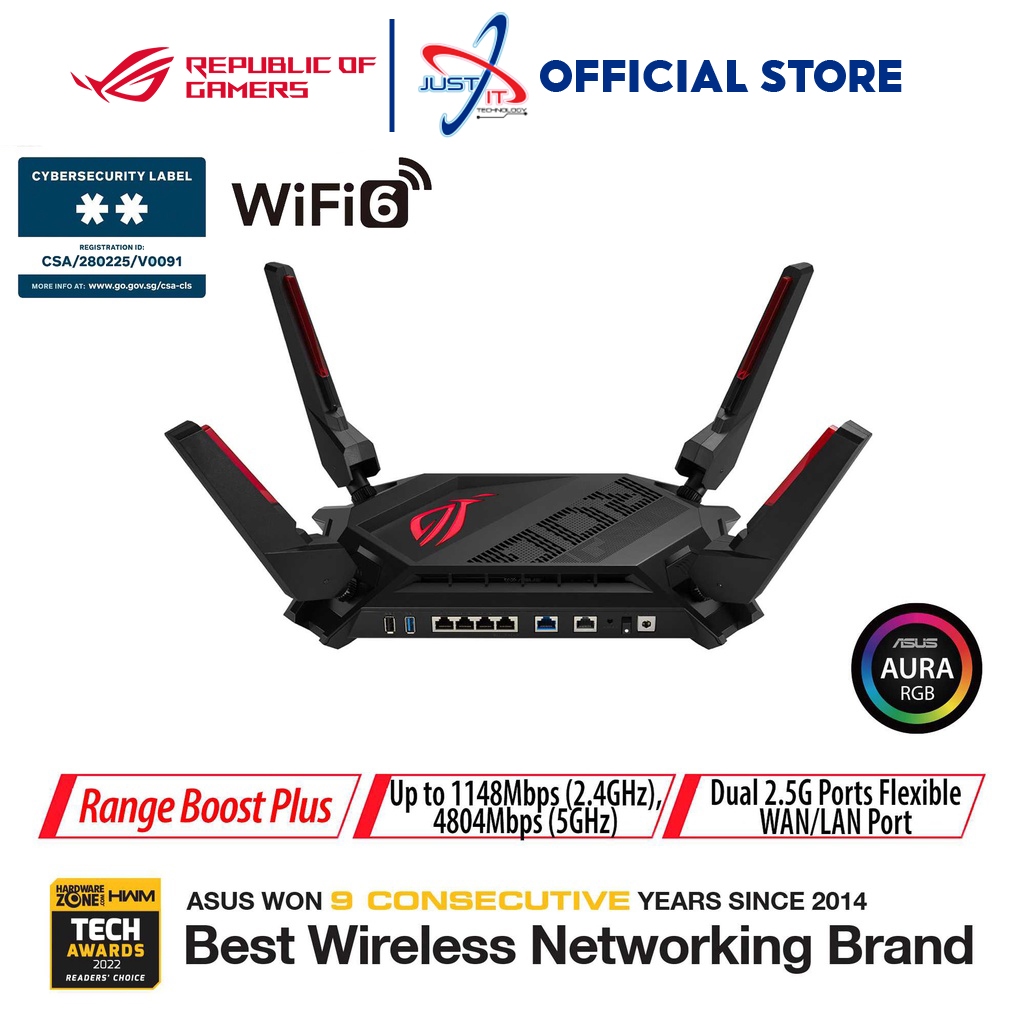 ASUS ROG Rapture GT-AX6000 WiFi 6 Gaming Router Dual-Band Wireless Dual ...