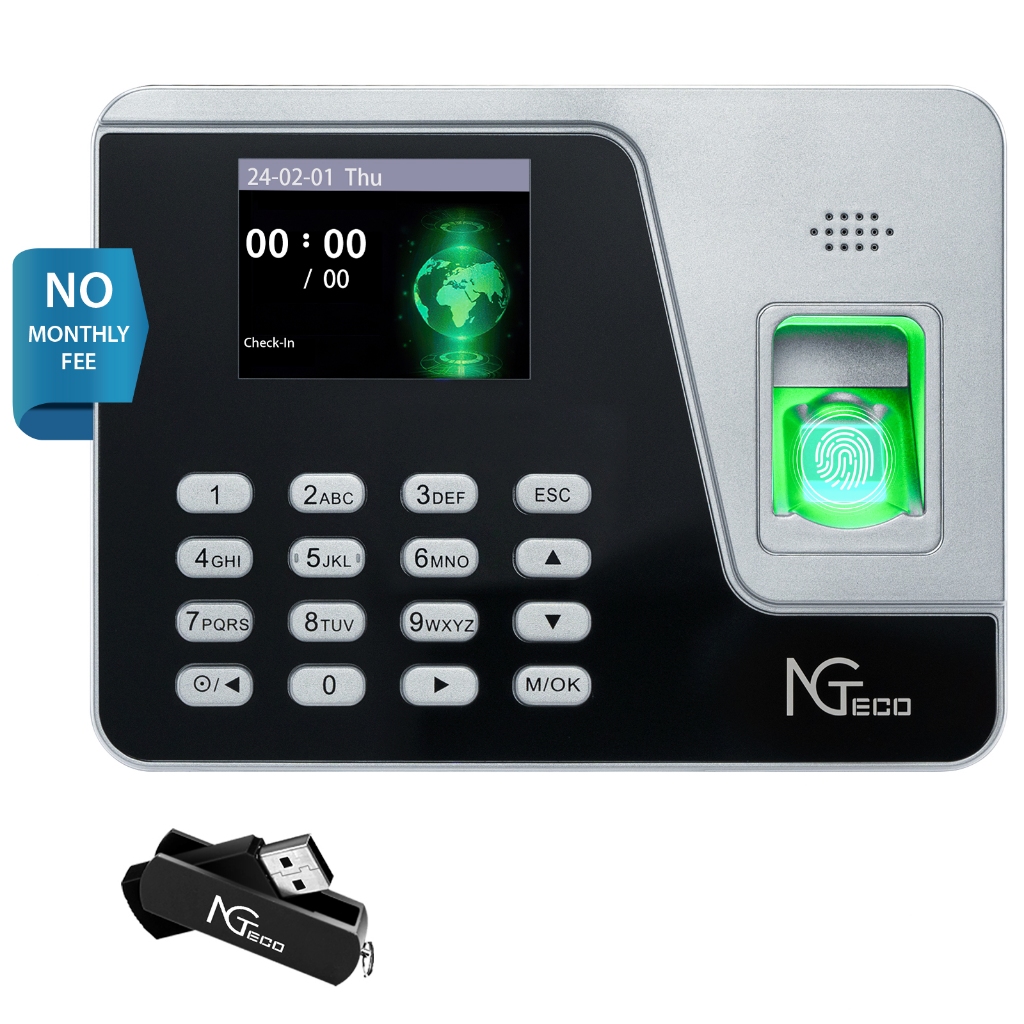 NGTeco Biometric Attendance Machine Punch Card Machine Thumbprint ...