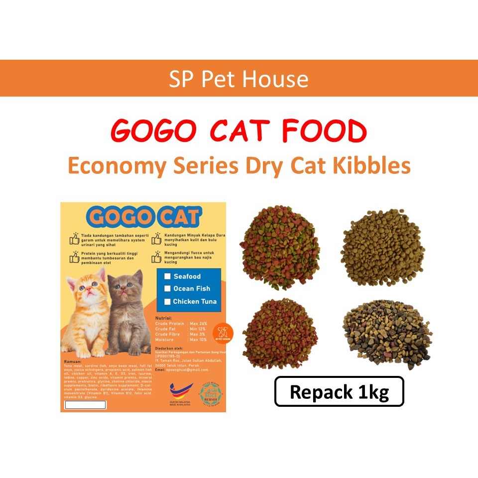 **REPACK 1KG** GOGO Cat All Breeds Budget Kibbles Dry Cat Food ...