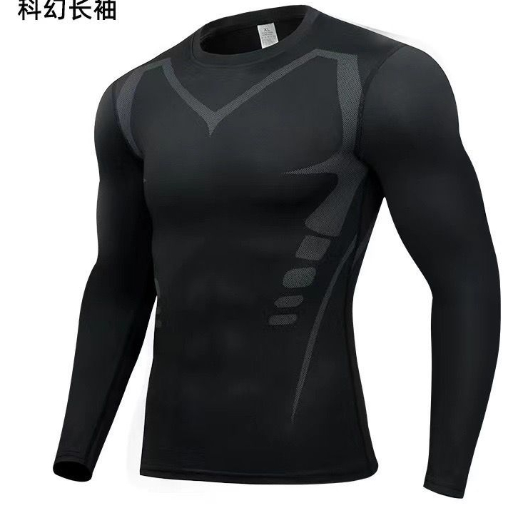 Men Compression Tight Sport Shirt Long Sleeve Short Sleeve Baju Sukan