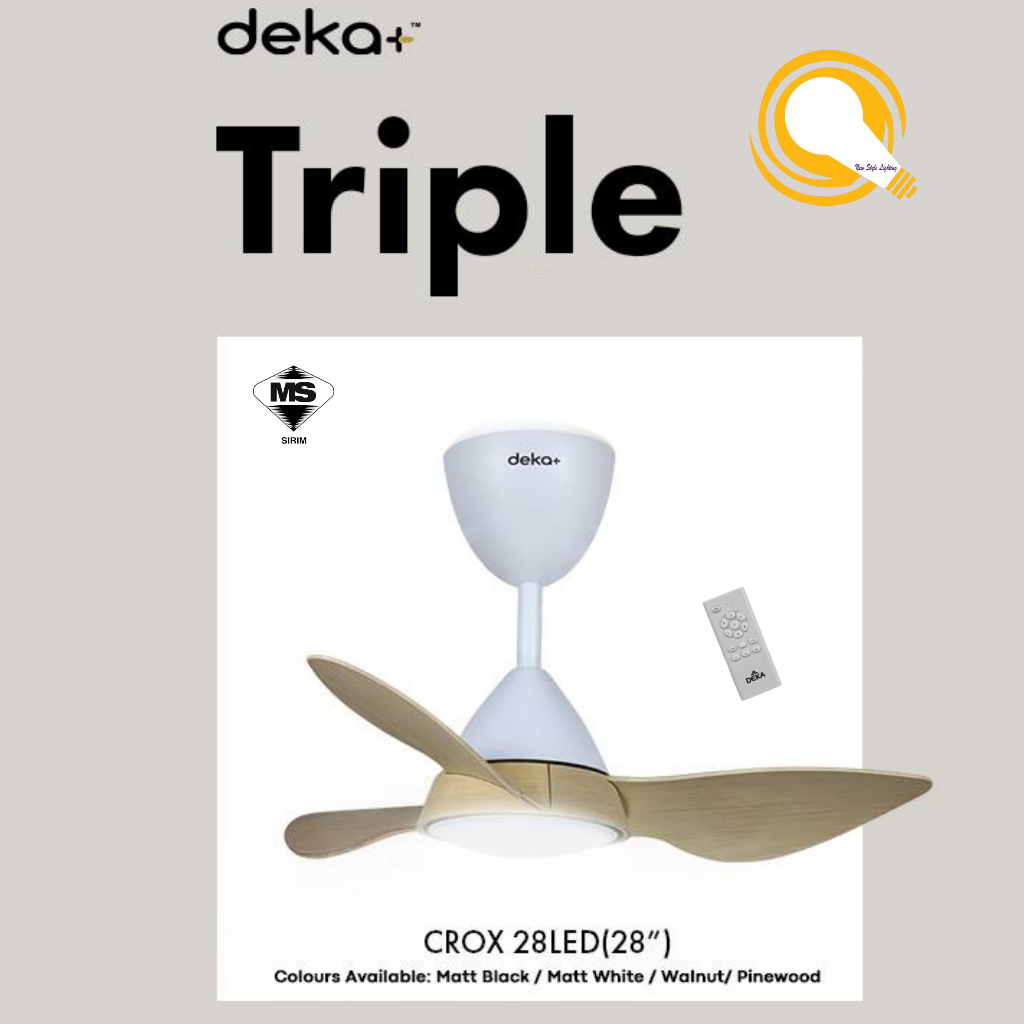 DEKA CROX 28" 3 Blade 16 Speed DC Motor Remote Control Ceiling Fan ...
