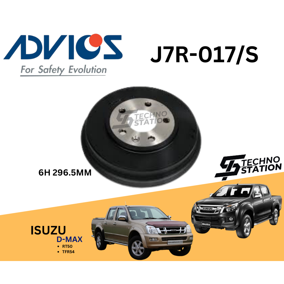 AISIN ADVICS Heavy Duty J7R-017/S Brake Drum Rotor Set Isuzu D-Max 2.5 ...