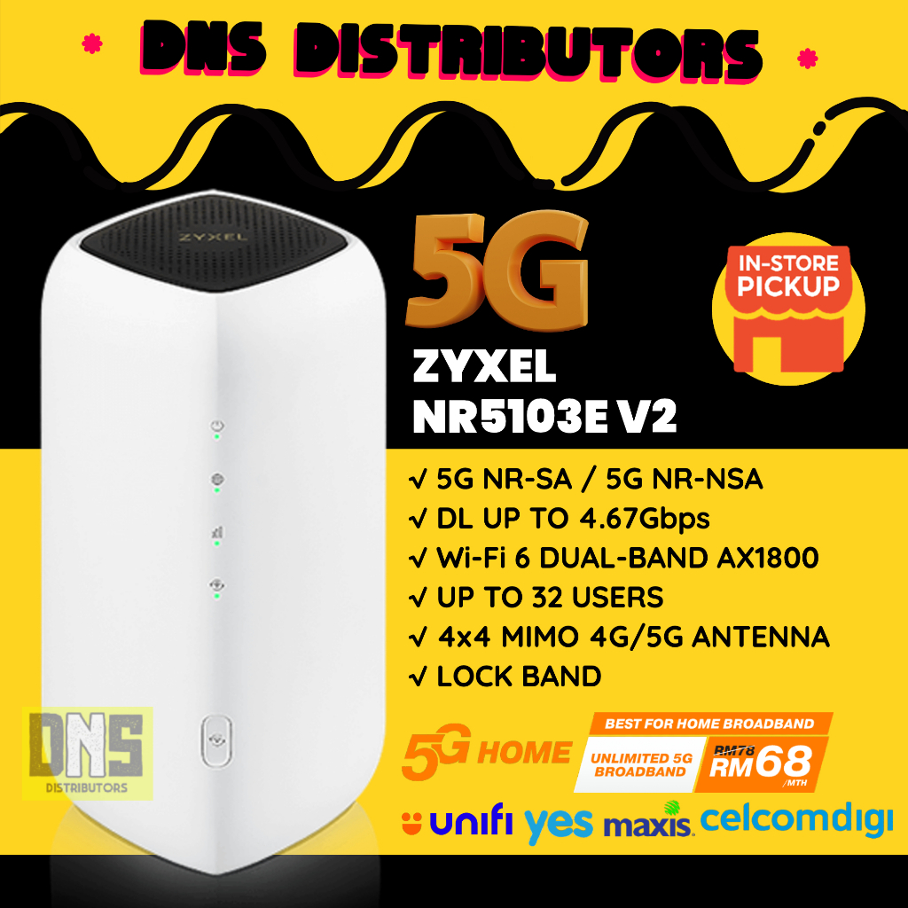 5G HOME Broadband Modem ZYXEL NR5103EV2 LOGO 3 STRONG SIGNAL LIKE CP502 ...