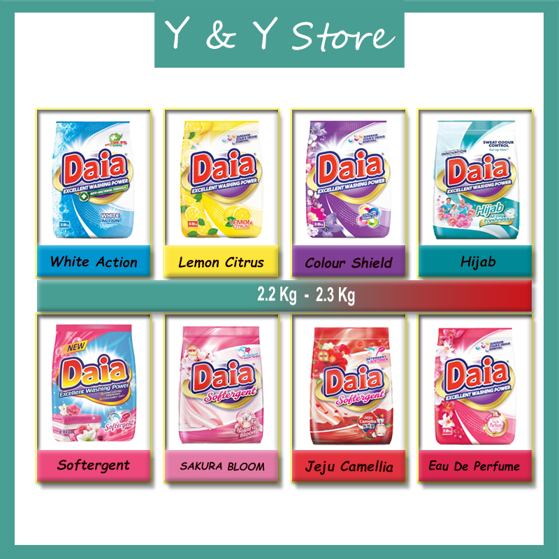 DAIA POWDER DETERGENT 2.1KG(FLORAL/LEMON/WHITE/COLOUR/HIJAB)/SOFTERGENT ...