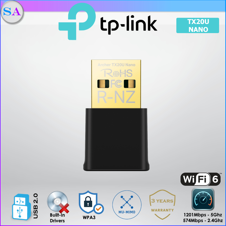 TP-Link Archer TX20U Nano AX1800 Dual Band WiFi 6 MU MIMO Wireless USB ...