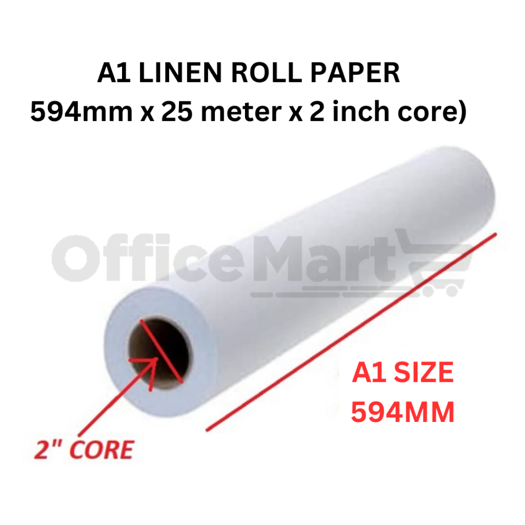 A1 Linen Roll Paper 594mm x 25m x 2"core Office Use Equipment Paper For ...