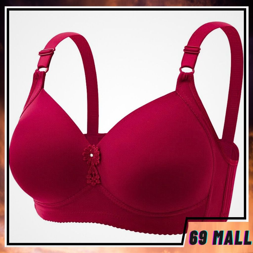 Women Bra Plus Size 36-46 BC Cup Wireless Full Cup Silk Plain Baju ...