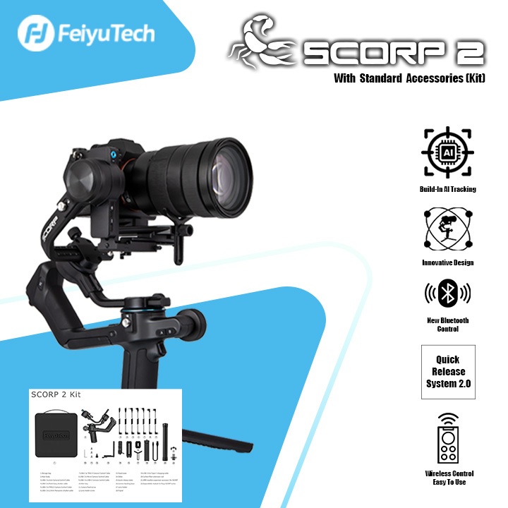 FeiyuTech SCORP 2 Gimbal Stabilizer for DSLR and Mirrorless Camera Al Tracking Sensor 3-Axis ...