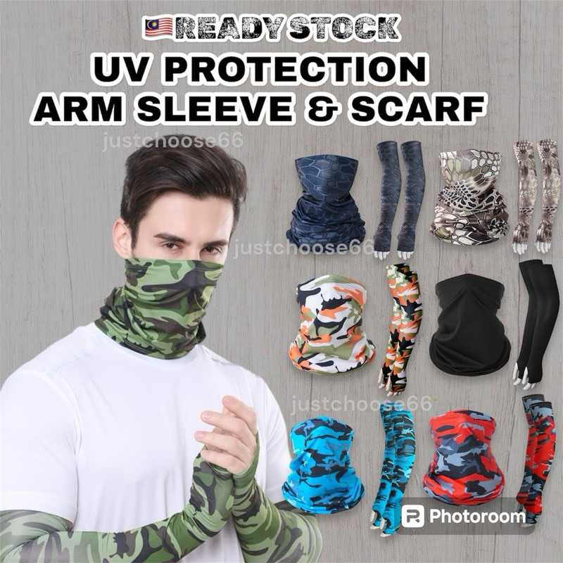 Rider Mask Ice Fabric Arm Sleeves Mask UV Protection Bandana Scarf Anti ...