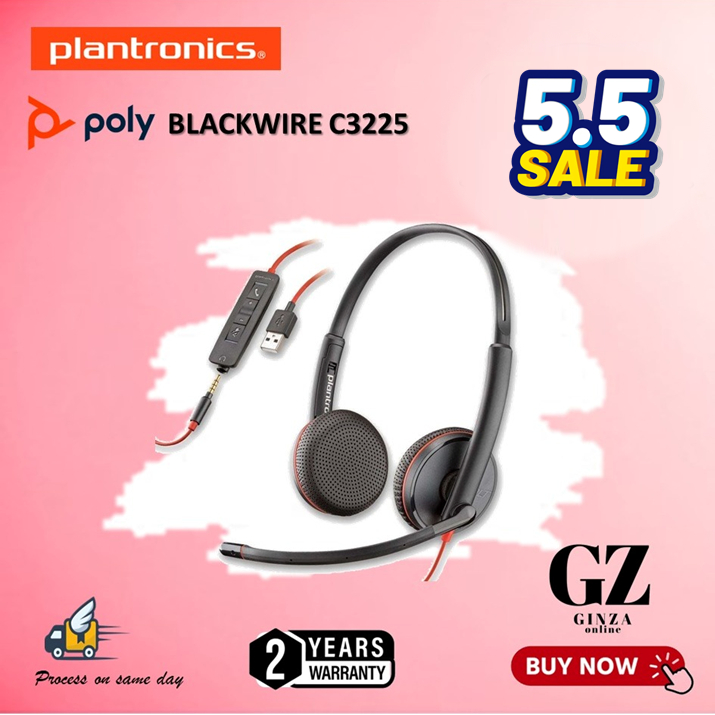 Plantronics / Poly Blackwire C3225-A USB type-A Corded Stereo Headset ...