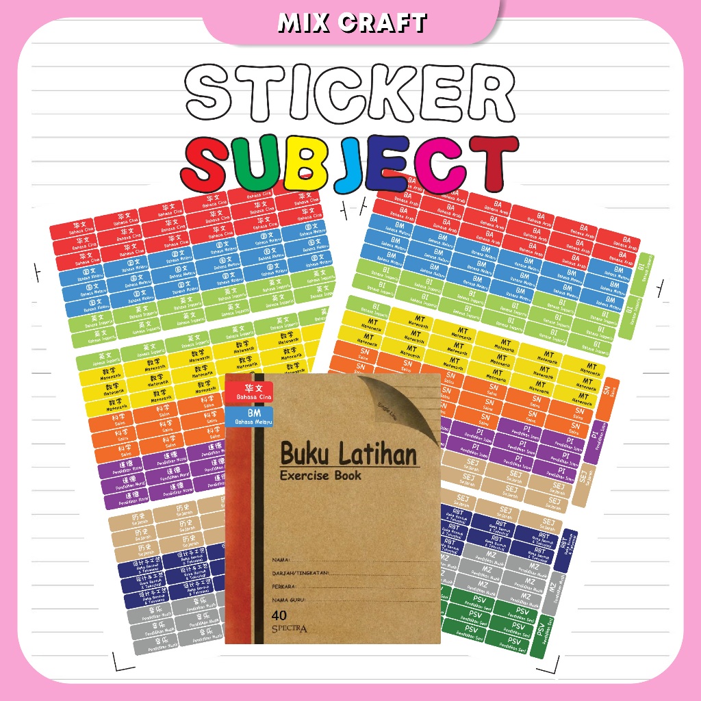 STICKER SUBJECT | subjek stickers sticker jadual waktu kelas stationery ...