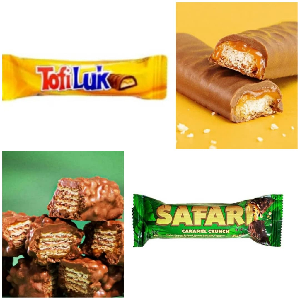 Mix Tofiluk caramel crunch chocolate bar(10g)with Safari Caramel Crunch ...