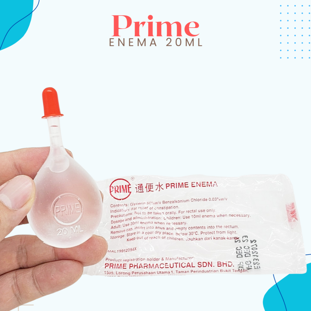 Prime Enema 20ml (For Adult) Constipation Treatment / Rawatan Sembelit ...