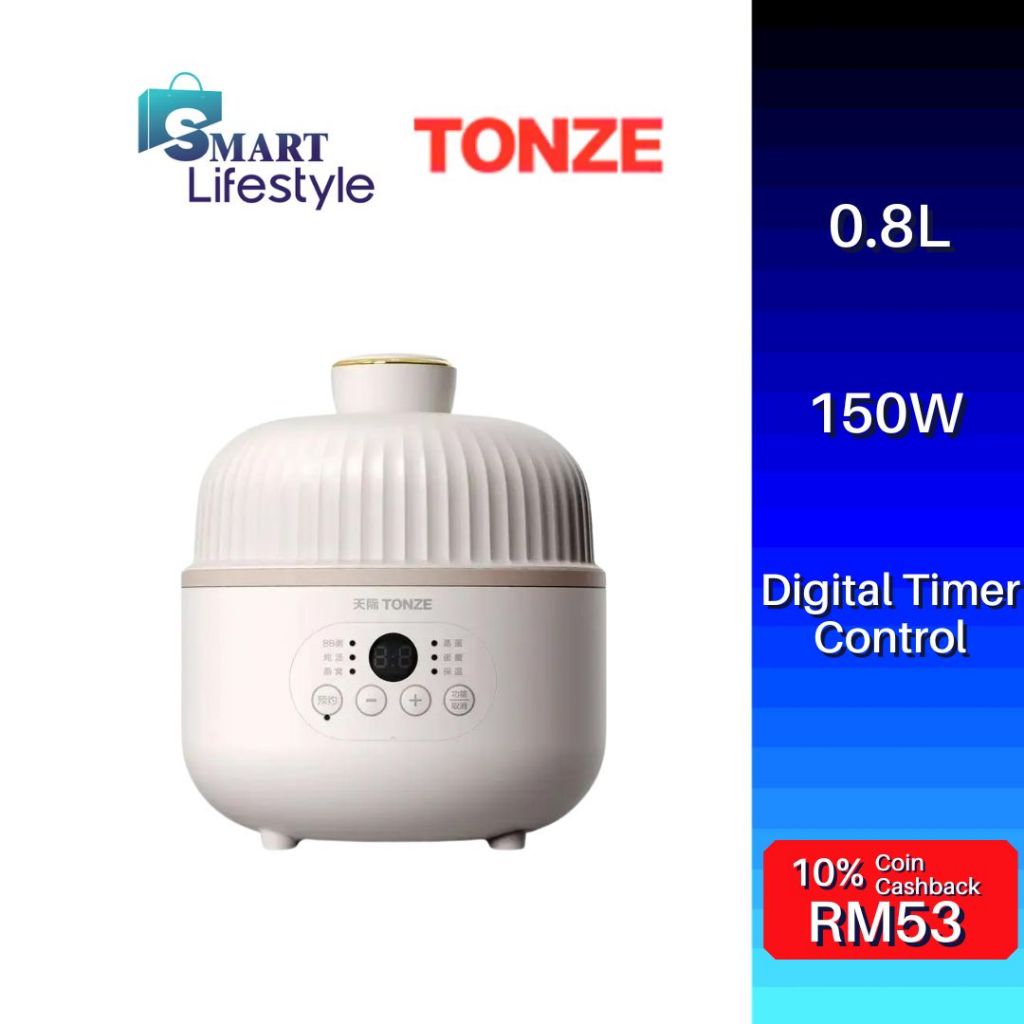 TONZE 0.8L Ceramic Mini Slow Cooker Non Stick Pots DGD8-8BG-A | Shopee ...