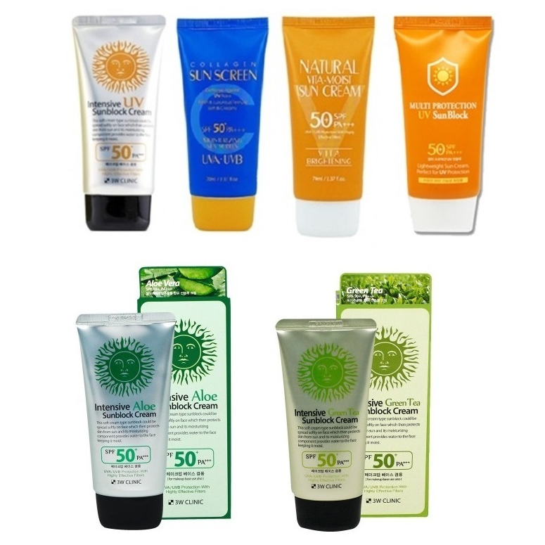 3W CLINIC Intensive UV Sunblock Cream / Collagen / Vita Moist / Multi ...