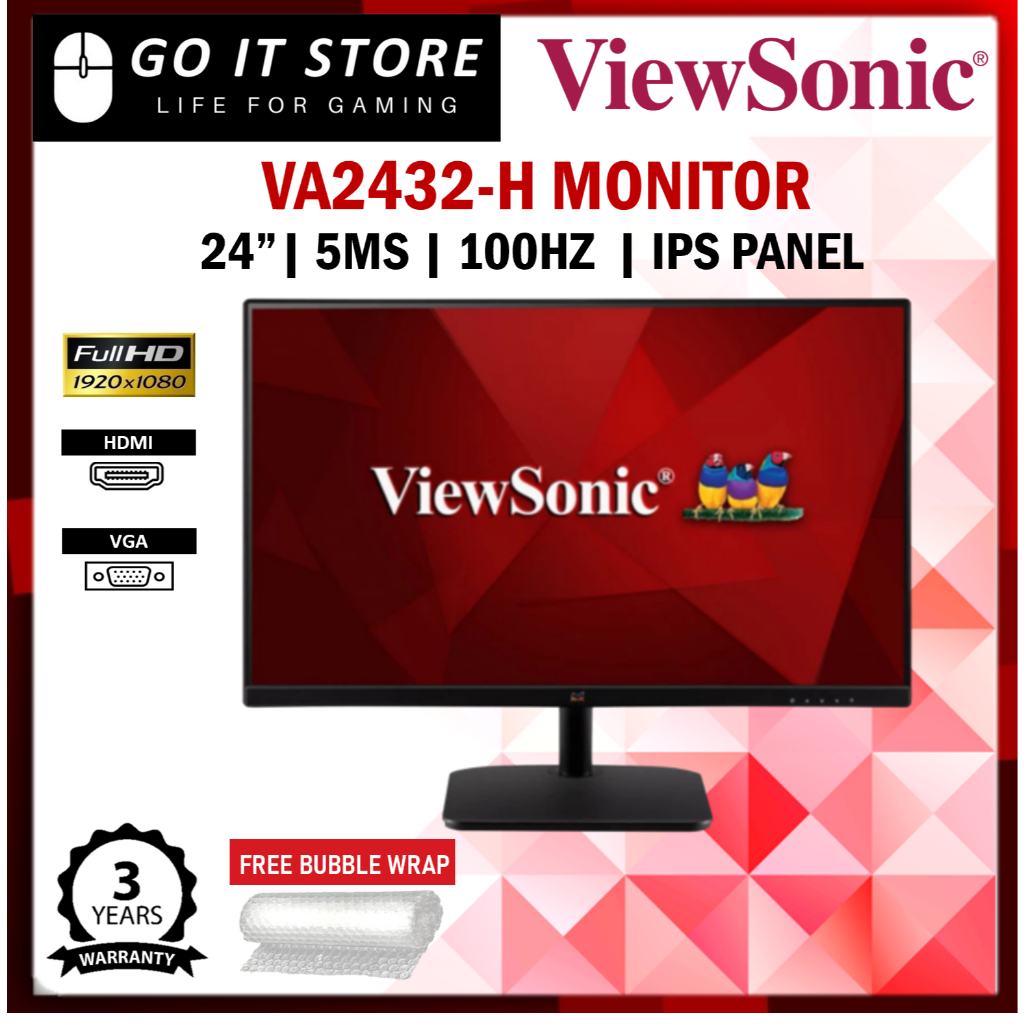 Viewsonic VA2432-H 23.5" FHD 5ms 100HZ LED Flat Frameless IPS Vesa ...