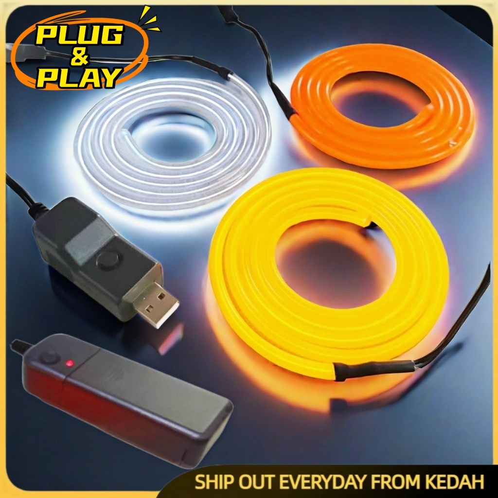 Plug & Play 5mm EL Wire Neon Light Strip USB LED Light Strip Battery 1M ...