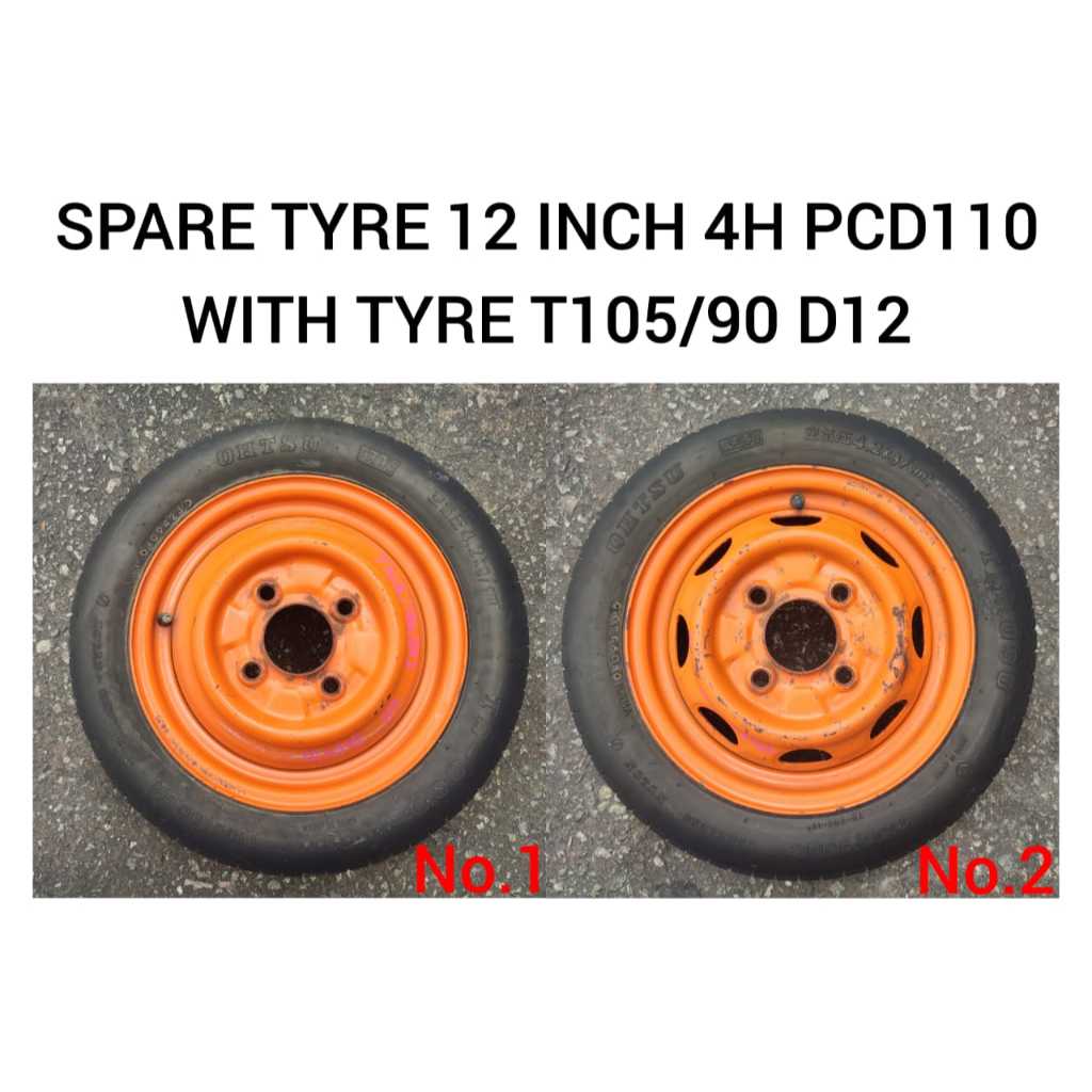 Spare Tyre 12 Inch Inci 4H PCD110 ( T105/90 D12 ) For Perodua Kancil ...